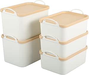 Amazon.com - ANMINY 5PCS Plastic Storage Bins Containers with Lids ...