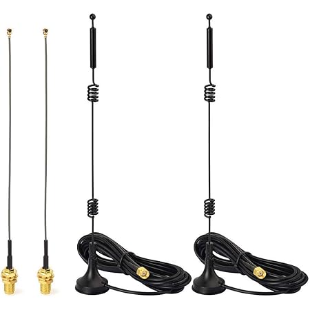 Bingfu 2 Set WiFi Antenne, 2,4/5,8 GHz 9dBi Magnetfuß RP-SMA Stecker Antenne, 15cm IPEX IPX U.FL ...