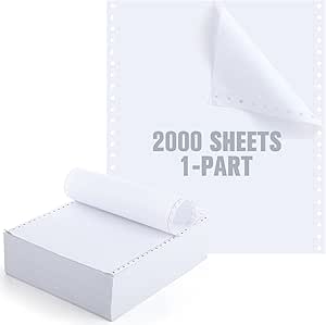 Affrolling Blank 9.5x11 Inches Continuous Feed Computer Paper Fanfold ...