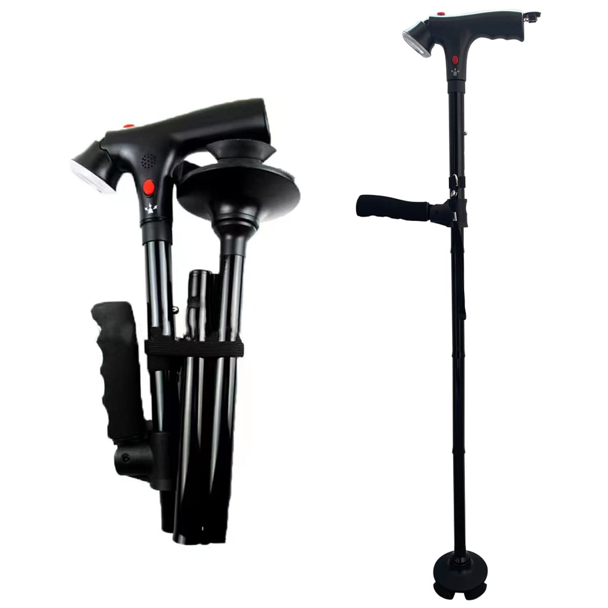 Buy Folding Cane with Led Light and Alarm, Adjustable armrest Cane and ...