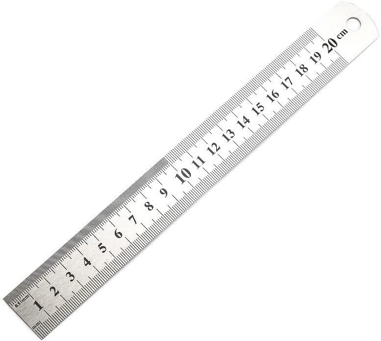 1/2 x 10cm 15cm 20cm Double Sided Stainless Steel Metal Ruler Rule ...