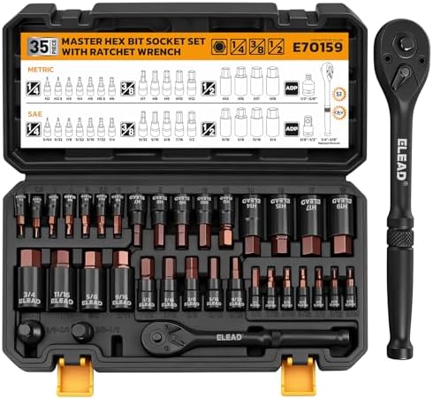 Amazon.com: 35-Piece Master Hex Bit Socket Set, 1/4", 3/8", 1/2" Drive ...