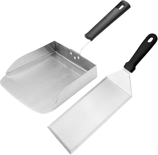 Amazon.com: Long Metal Griddle Spatula and Large Griddle Scoop Burger ...