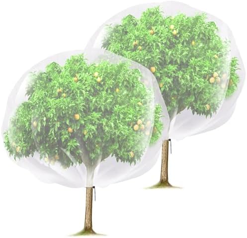 2Pcs 7 x 8 Ft Large Fruits Tree Netting Cover with Drawstring - Garden ...