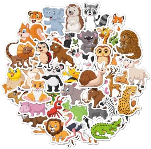 105Pcs Cute Animal Stickers Colorful Vinyl Decals Cartoon Aesthetic ...
