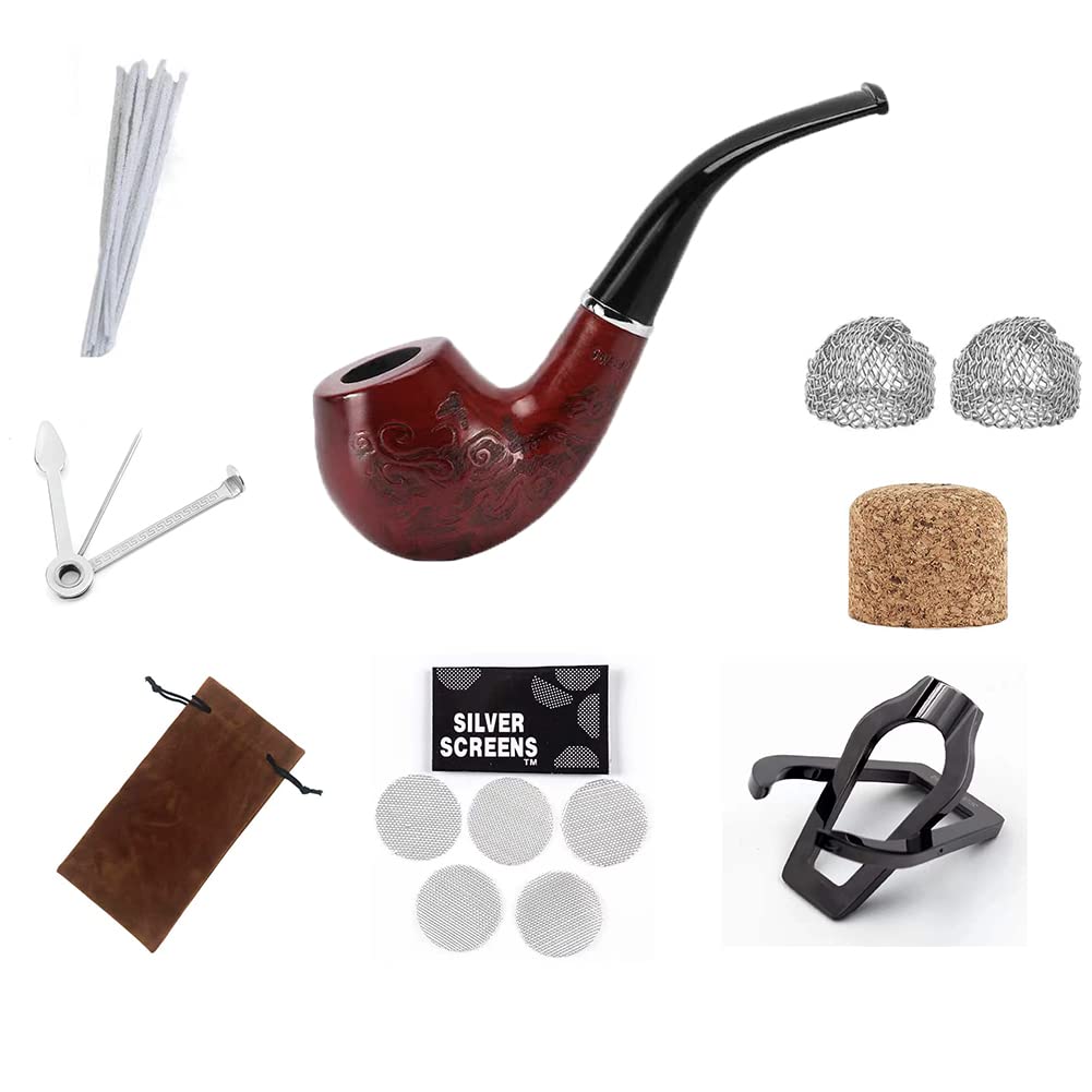 Thitex Smoking Pipe Wooden Tobacco Pipes for Smoking with 3 - in - 1 ...