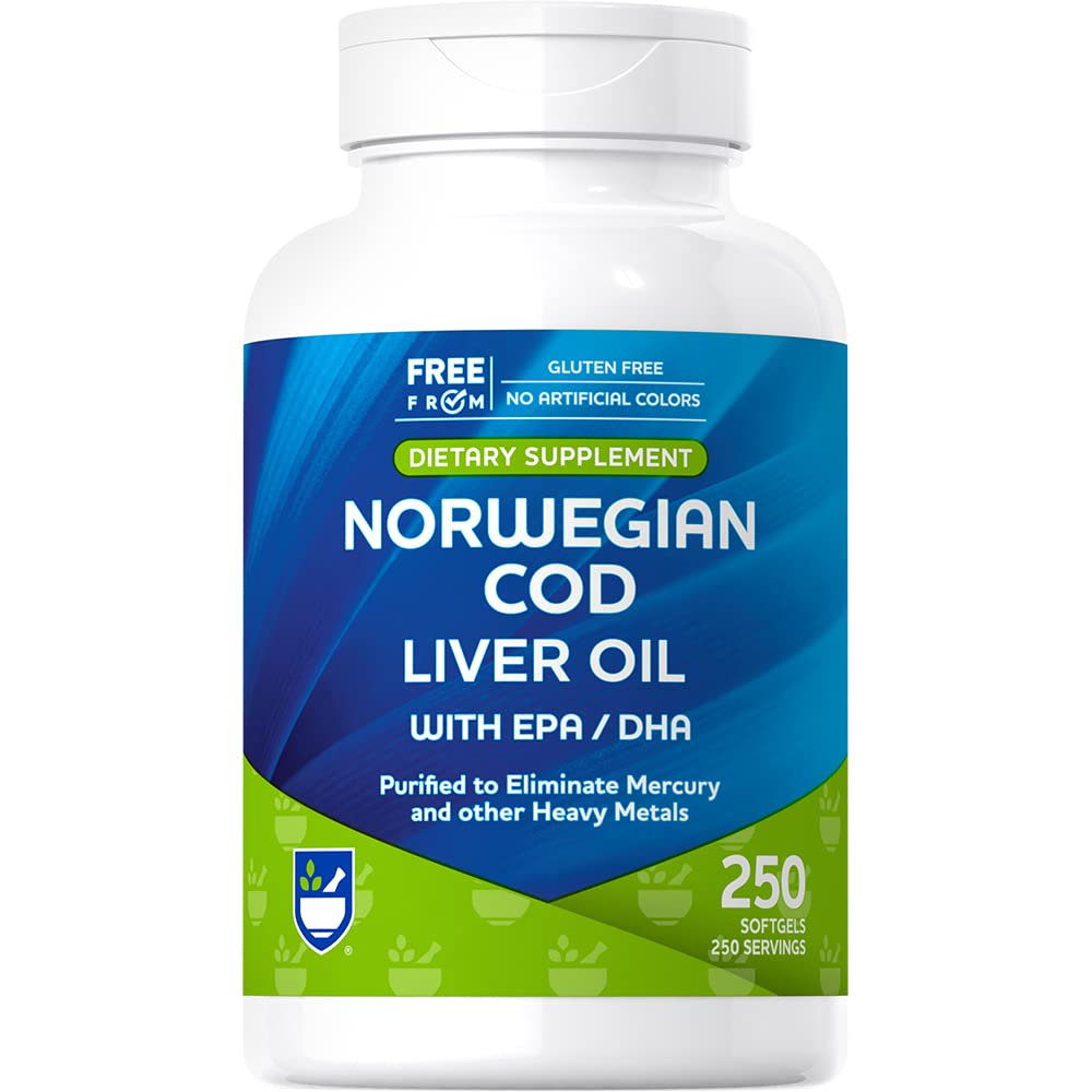 Amazon.com: Rite Aid Cod Liver Oil Softgels 250 Count, with EPA and DHA ...