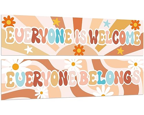 2 Pack Groovy Classroom Decorations Boho Welcome Banner - Want It All