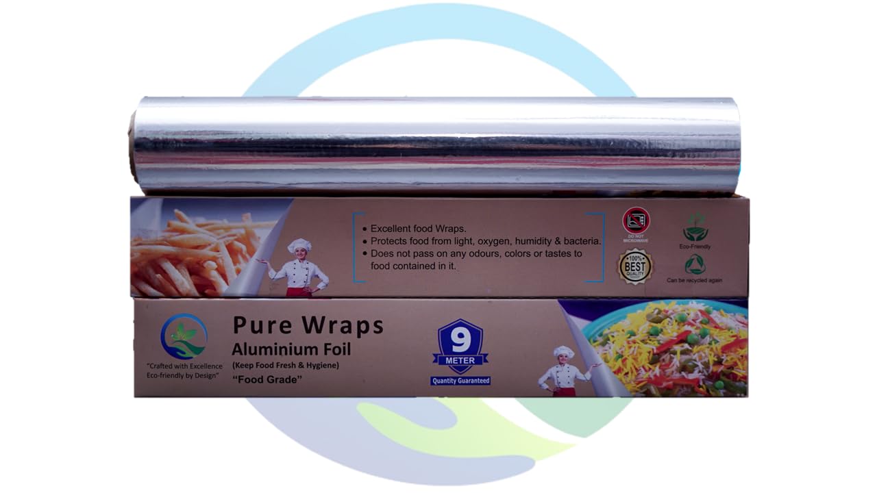 Pure Wraps | Aluminium Foil Food Wrap | Premium Quality | 9 Meter ...