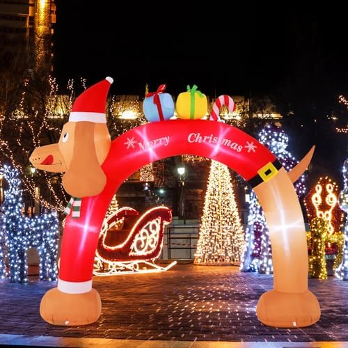 Amazon.com: Tangkula 10 FT Lighted Inflatable Christmas Dachshund Arch ...