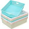 Amazon.com: Lawei 8 Pack Plastic Storage Baskets - Colorful Paper ...
