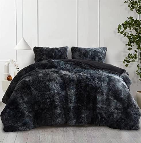 Amazon.com: Wajade Plush Shaggy Ombre Grey Comforter Set, 3 Pieces Full ...