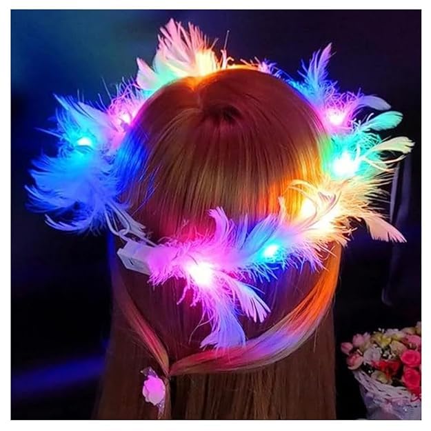 Buy DesiDiya® Feather LED Tiara with flashing for Women/Girls Floral ...