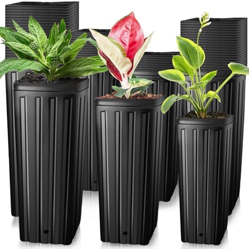 Amazon.com: RunNico 50pcs Plastic Deep Plant Nursery Pots,12.2”Tall ...