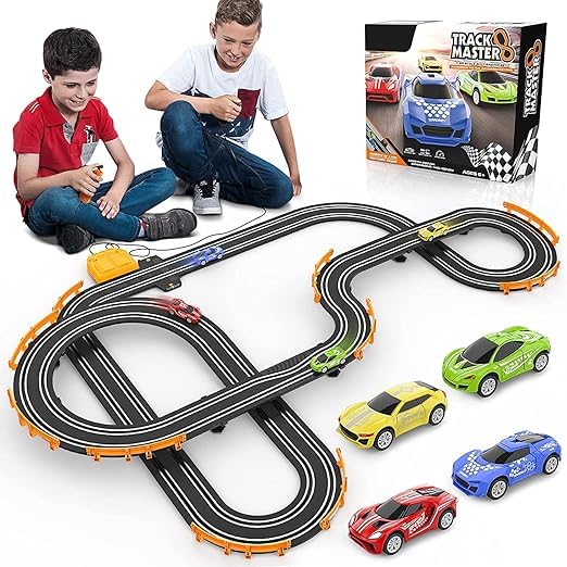 Buy CROPDAK Slot Car Race Track Sets with 4 High-Speed Slot Cars ...