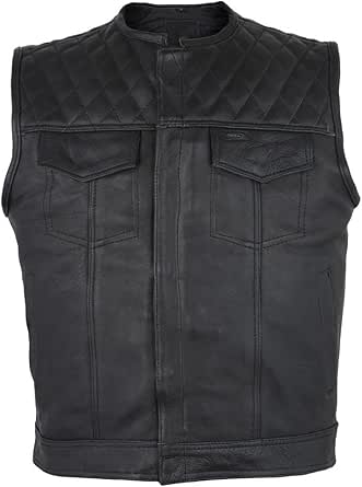 FLAIRAL Men's SOA Club Style Leather Diamond Quilted Stitch Harvester ...