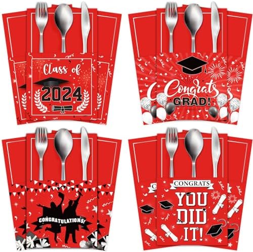 Amazon.com: Harloon 36 Pcs Graduation Paper Silverware Bags Graduation ...