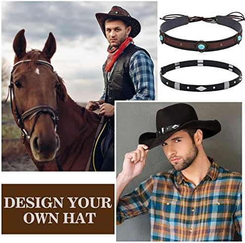 6 Pcs Cowboy Hat Band Replacement Handmade Ethnic Western Hat Belts ...