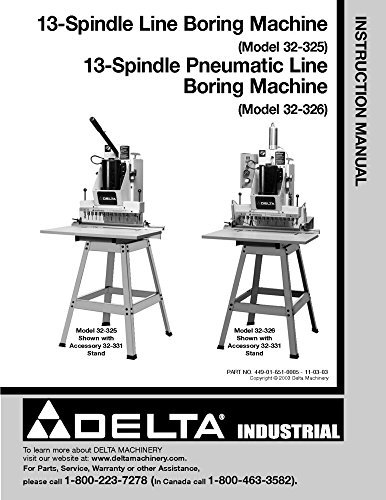 Instruction Manual for Delta 32-325 32-326 13 Spindle Line Boring ...