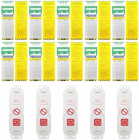Ladder Inspection Tags - 5 Holders and 10 Ladder Inspection Tag Inserts ...
