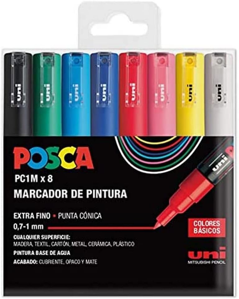 POSCA 153544850 PC-1M „Paint in a Pen“-Mono-Set, 1 mm dünne Spitze ...
