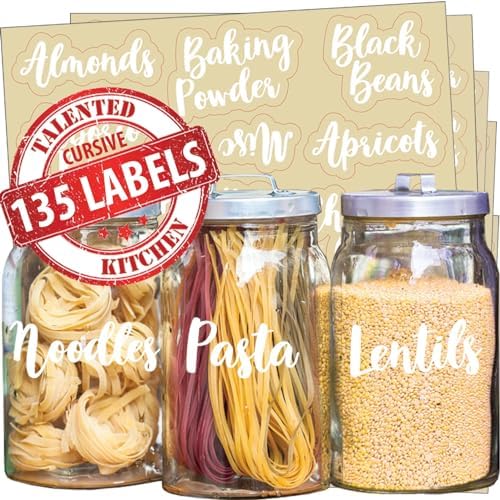Amazon.com: Talented Kitchen 135 Pantry Labels for Food Containers ...