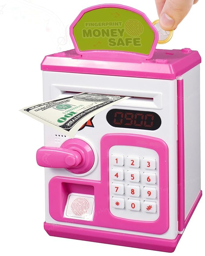 Zoomy Toy Money Safe Kids with Finger Print Sensor Piggy, Savings Bank ...