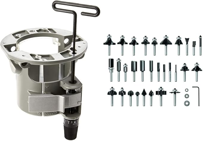 Bosch Under-Table Router Base with Above-Table Hex Key RA1165, Silver ...