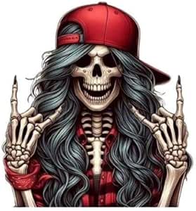 Amazon.com - Rock Star Skeleton Vinyl Sticker - 5 x 5 Inches Skeleton ...