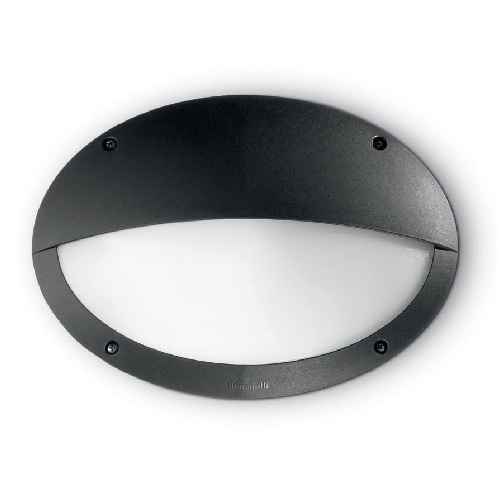 Black Outdoor Modern Oval Flush Horizontal Eyelid Bulkhead Wall Light ...