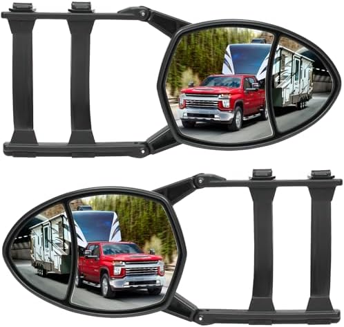Clamp-On Towing Mirror, 2 Pieces Black Car Mirror Extenders, Adjustable ...