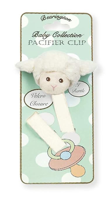 Amazon.com : Bearington Baby Lamby Plush Lamb Pacifier Holder with ...