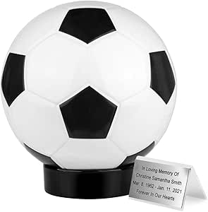 Amazon.com: Ceramic Soccer Ball Cremation Urn Unique Memorial Funeral ...