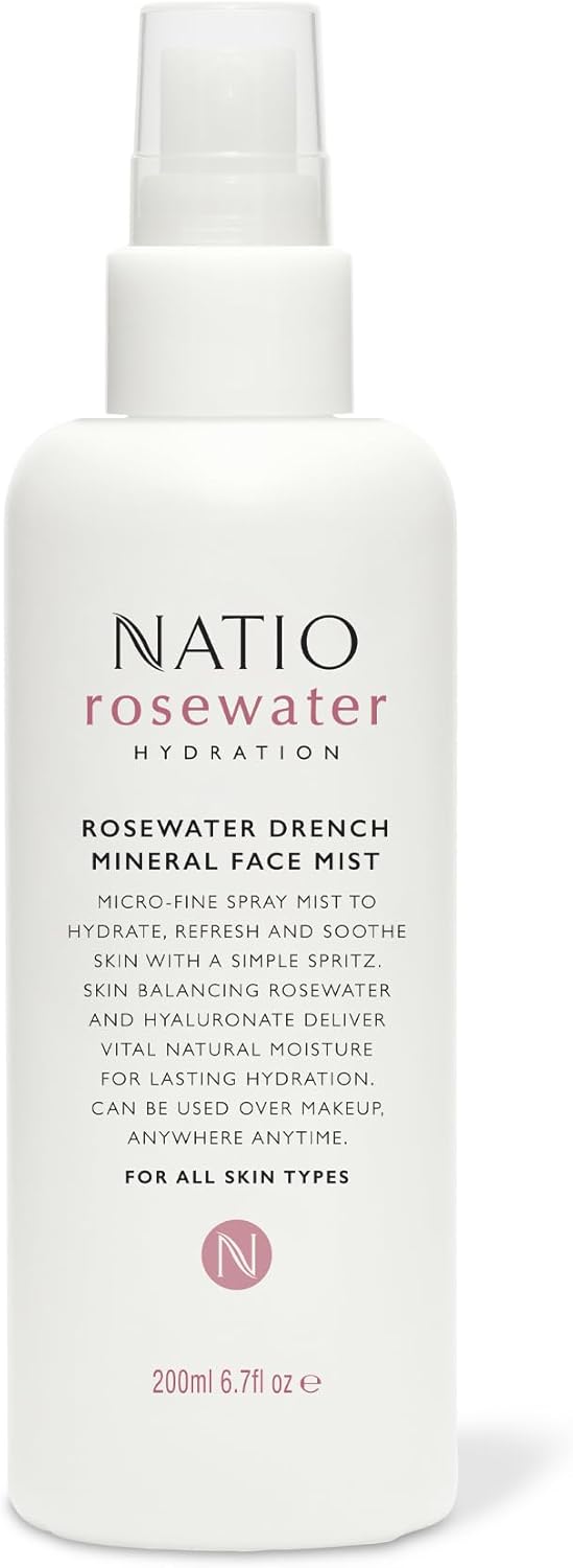 Natio Rosewater Hydration Drench Mineral Face Mist 200 ml, 200 ml : Amazon.com.au: Beauty
