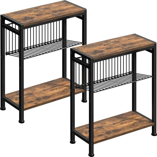 Amazon.com: Small Side Table Set of 2 for Small Space, 3-Tier Narrow ...