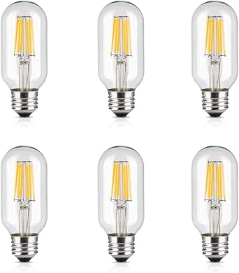 6 Pack LED Vintage Edison Bulb T45 4W LED Filament Bulb Tubular Light ...