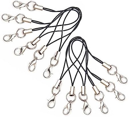 Artibetter 100pcs Black Strap Charm Cords with Lobster Clasp for Cell ...