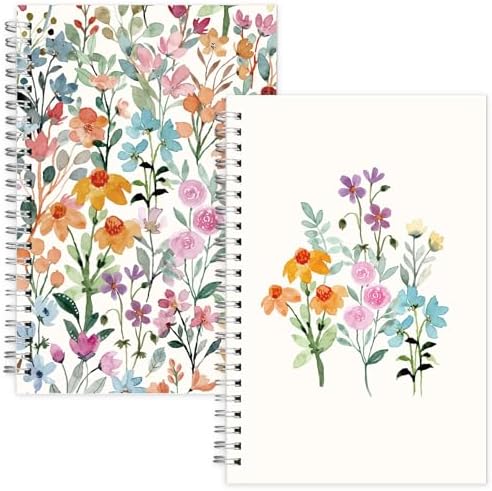 Amazon.com : JarThenaAMCS 2Pcs Vintage Wildflower A5 Spiral Notebooks ...