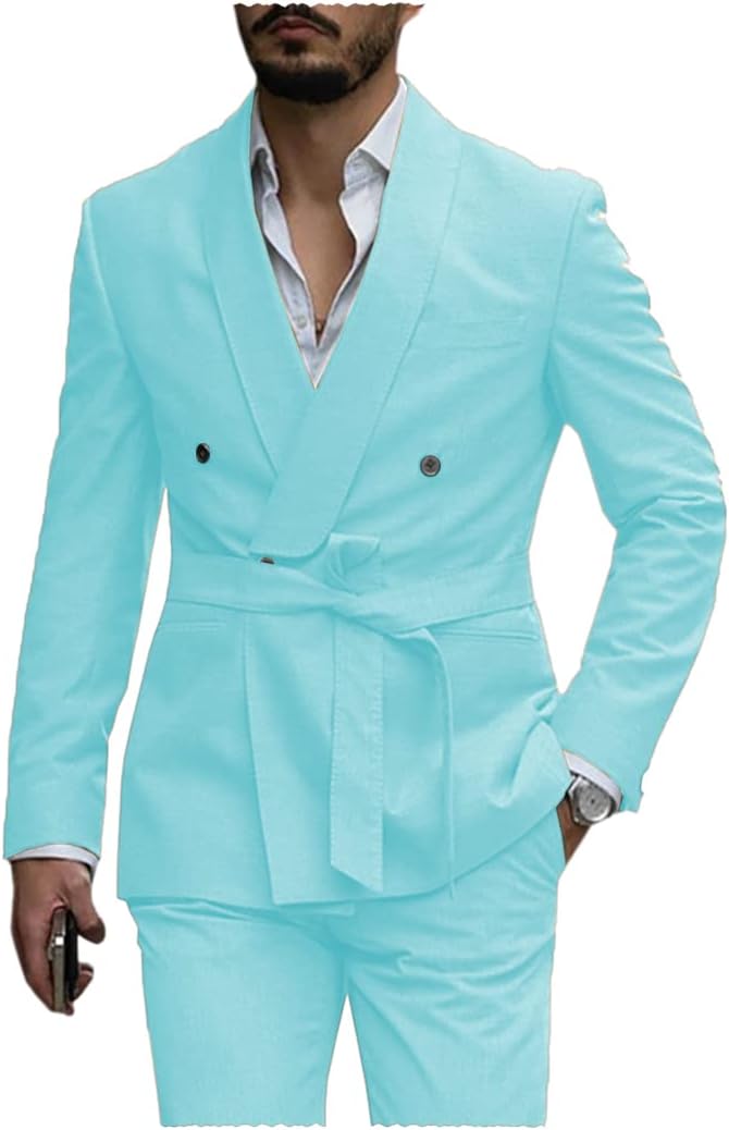 Men's Suit 2 Pieces Solid Prom Tuxedos Formal Shawl Lapel Groomsmen ...