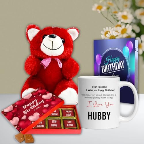 Midiron Happy Birthday Husband Gift Combo – Coffee Mug, Teddy ...