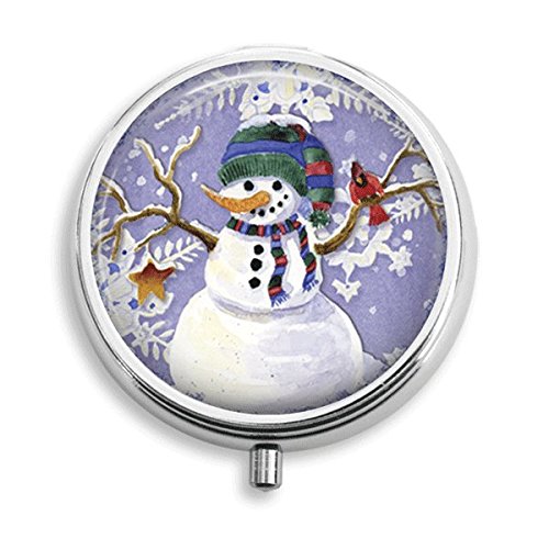 Amazon.com: Snowman and Red Cardinal Bird Pill Box Pill Holder Pill ...