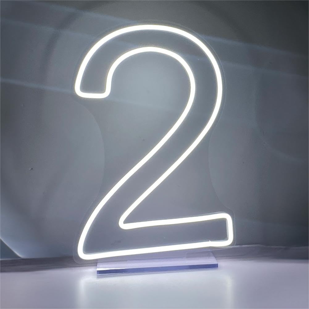 Amazon.com : LED Neon Signs Number 2 Birthdays Decor Neon Lights Party ...