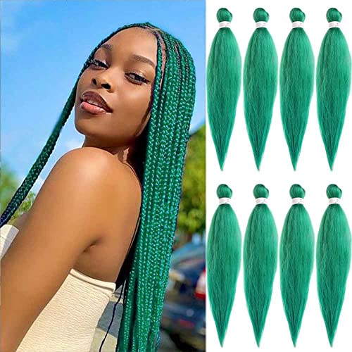 Spetra Green Braiding Hair Pre Stretched 76cm Long EZ Braids 8 Bundles ...