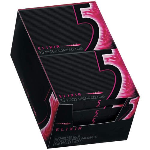 Amazon.com : 5 Sugarfree Gum Elixir - 10/15ct tray : Chewing Gum ...