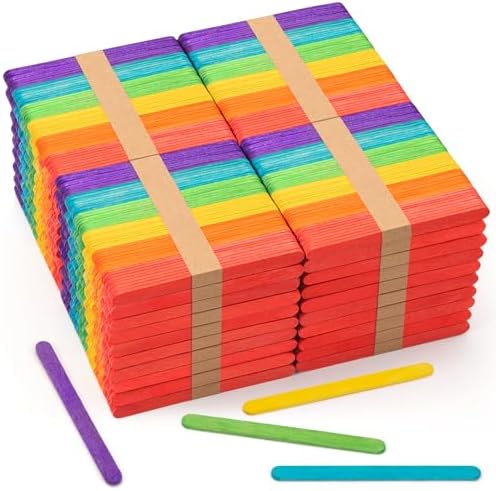 Amazon.com: 1200 Pcs Colored Popsicle Sticks, 4.5 Inch Colored Wooden ...