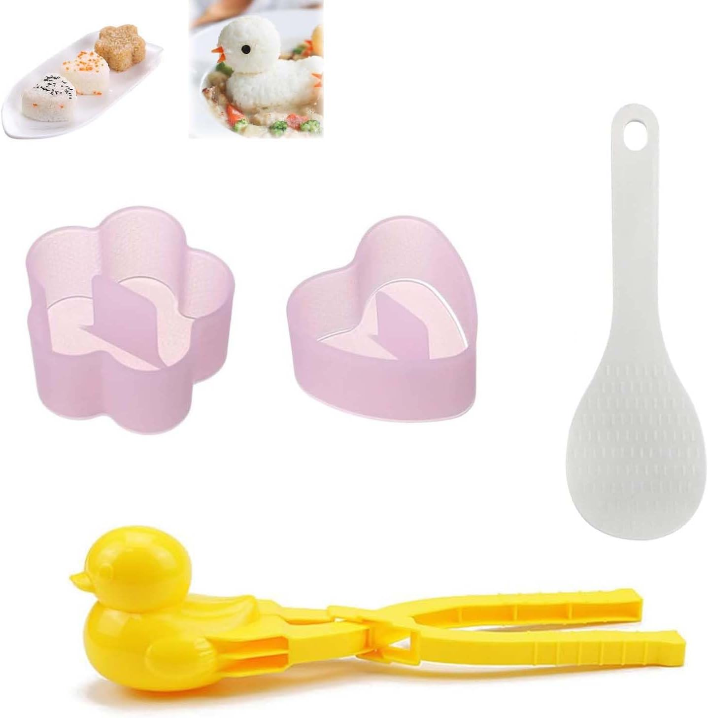 NUDFSY 4 Pcs Onigiri Mould, Rice Ball Maker with Duck Rice Mould, Sushi ...
