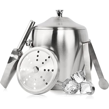 Amazon.com: Sailnovo Ice Bucket, Double-Wall Stainless Steel Insulated ...