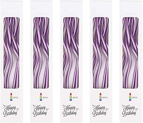CINA® 6pc Twisty Birthday Candles Set Metallic Curly Coil Candles ...