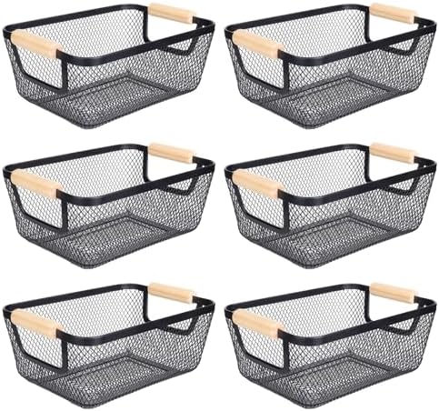 Amazon.com - Noamus 3 Pack Metal Mesh Baskets with Wood Handle, Iron ...