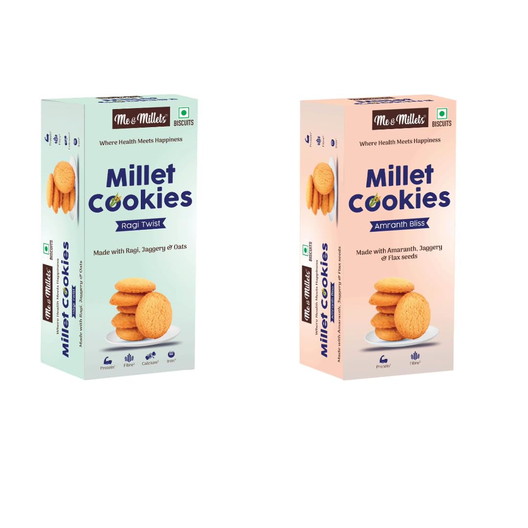 Me & Millets Combo Amaranth Bliss & Ragi Twist Cookies (75g X 2 ...